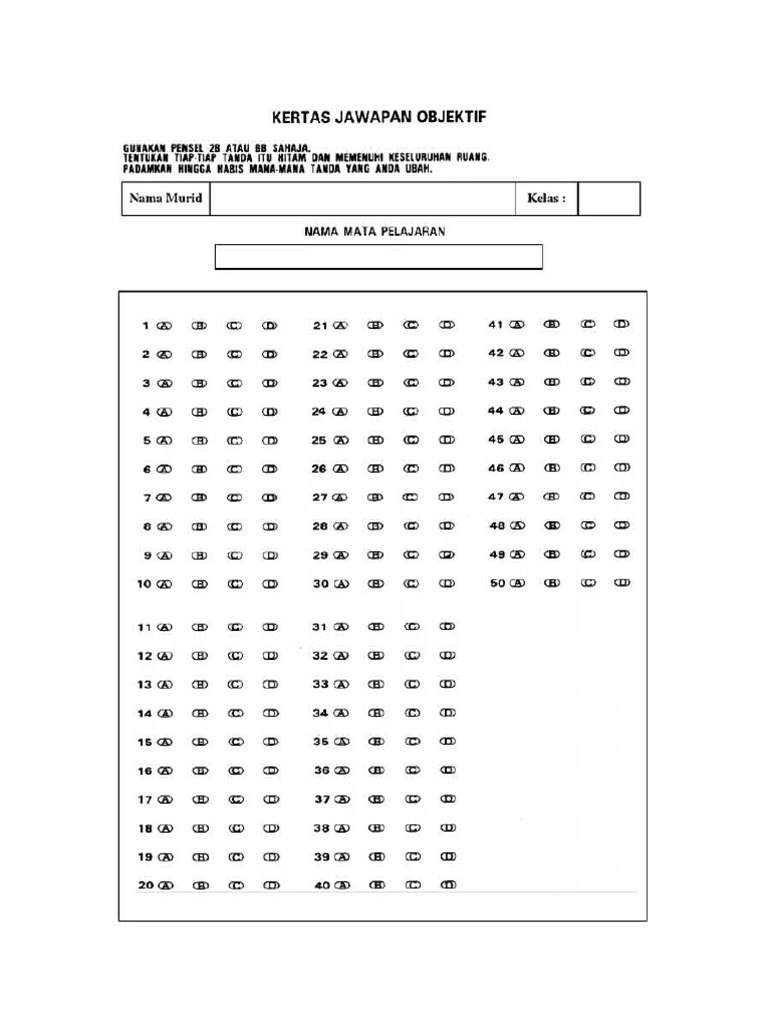 Omr 50 Soalan | PDF