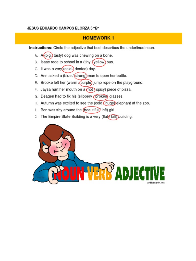Homework - Adjectives (Part 1) | PDF