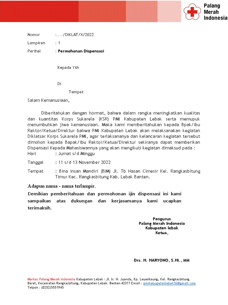 Surat Dispen Diklat KSR | PDF