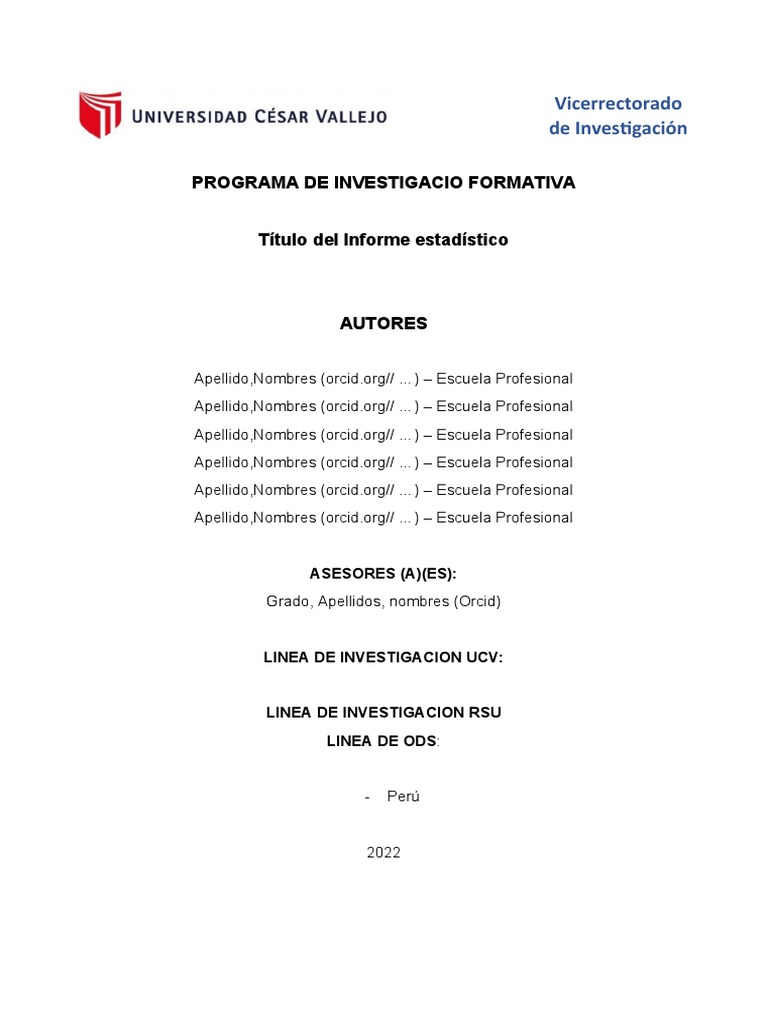 PLANTILLA INFORME ESTADISTICO Word | PDF | Estadísticas | Science