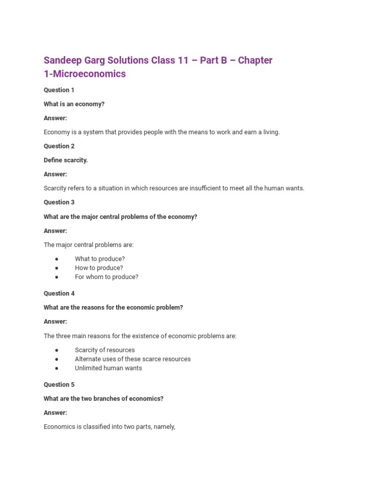 Sandeep Garg Solutions Class 11 PDF | PDF | Elasticity (Economics) | Utility