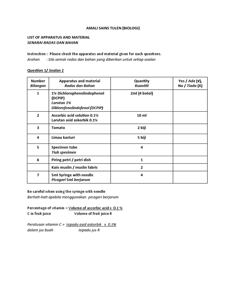 Amali Wajib Soalan 2 f4 Biologi | PDF | Vitamin C | Fruit