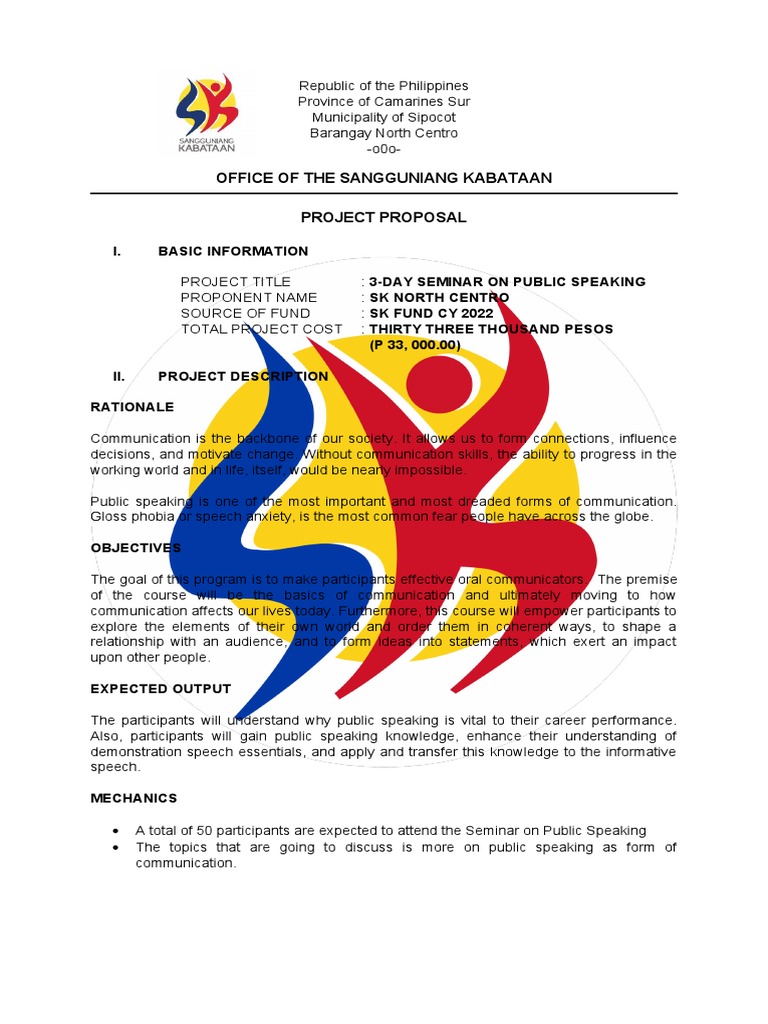 Project Proposal - Seminar On Public Speaking | PDF | Public Speaking ...