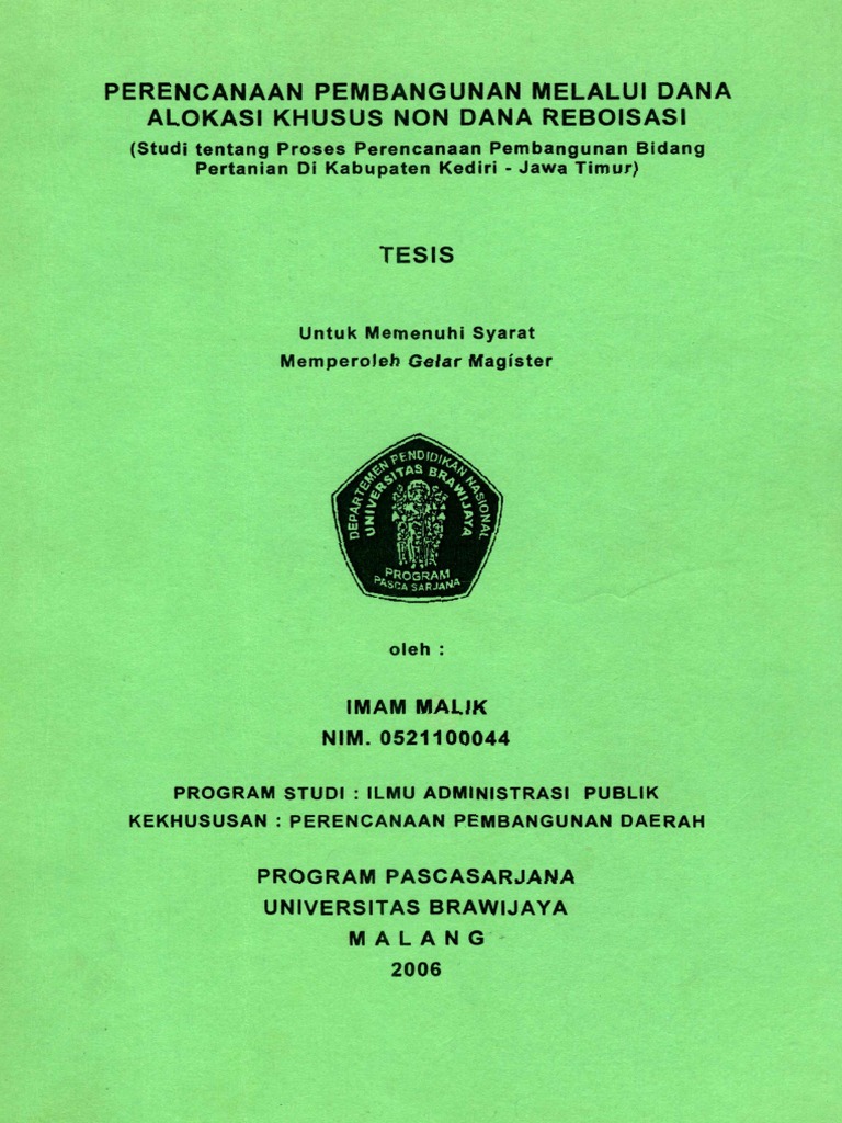 Tesis Perencanaan Pembangunan Unibraw | PDF