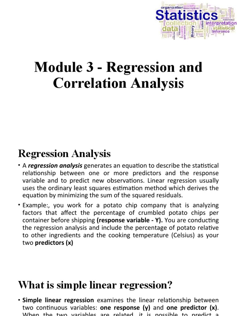 Module 3 - Regression and Correlation Analysis | PDF | Regression Analysis | Dependent And ...