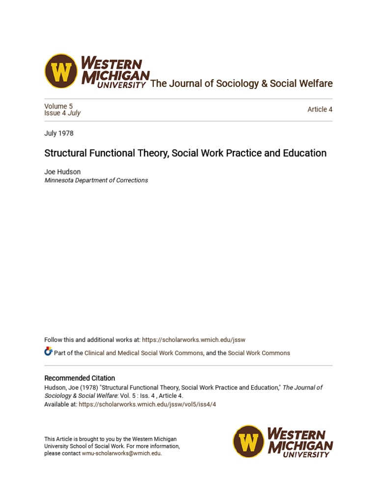 Structural Functionalism in Social Work | PDF | System | Sociology
