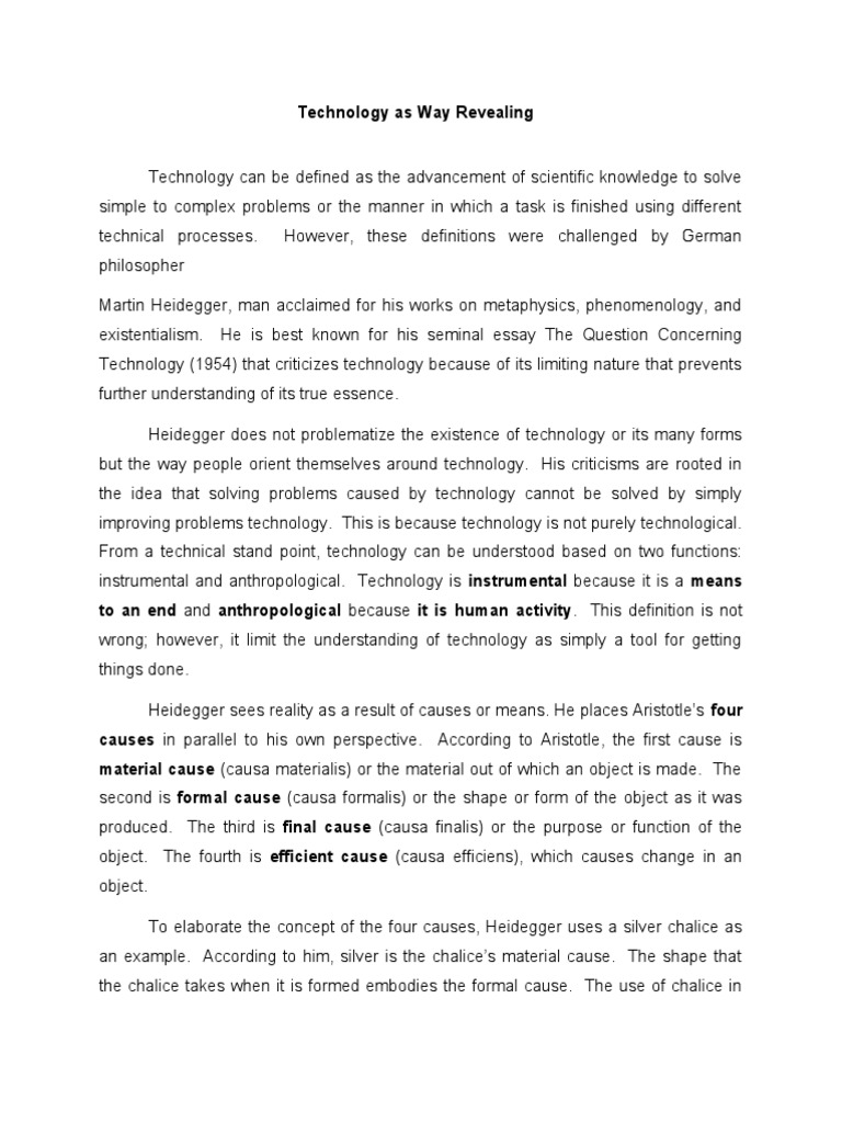 Technology-as-Way-Revealing | PDF | Martin Heidegger | Epistemological Theories