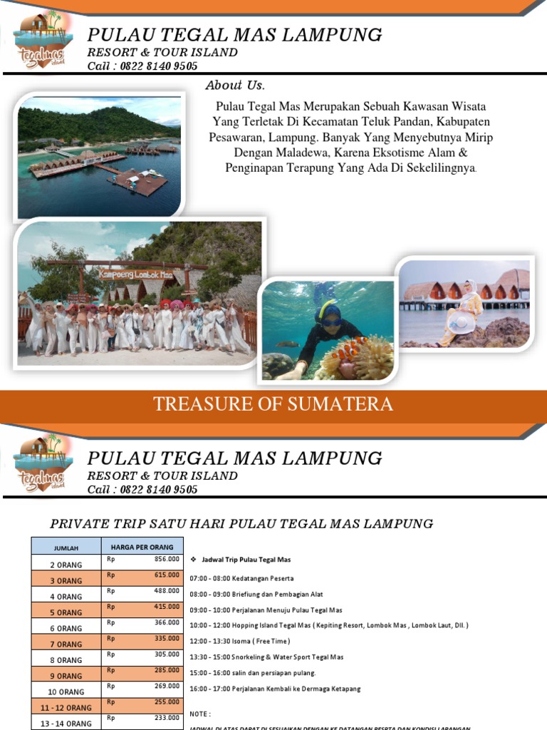 One Day Tegal Mas Island | PDF | Memasak, Makanan, & Anggur