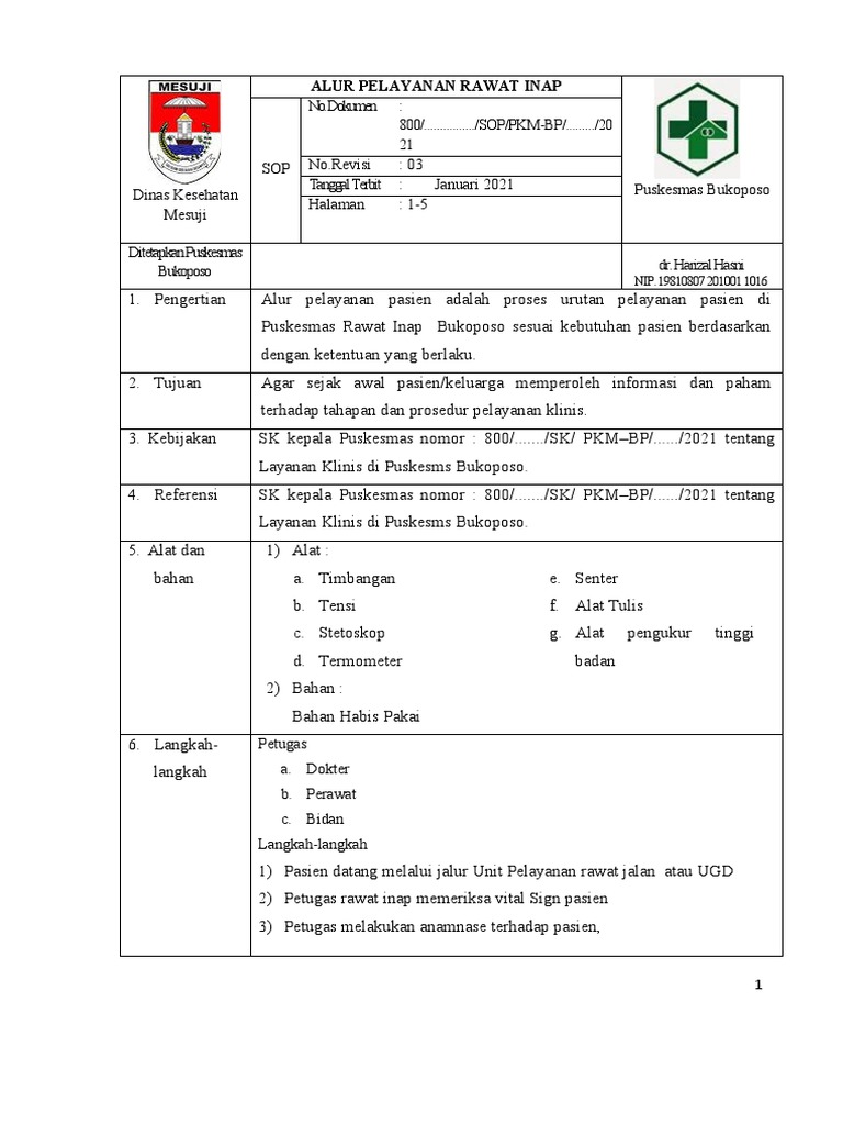 Sop Alur Pelayanan Ranap | PDF