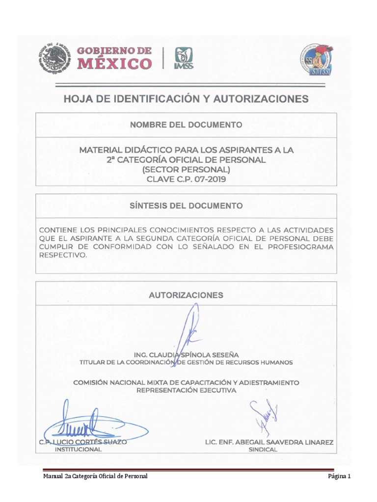 2a Categoría Oficial de Personal Clave C.P. 07-2019 | PDF | Gestión de ...