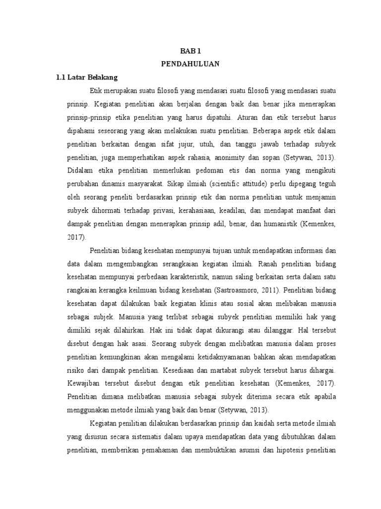 BAB 1 Etika Penelitian | PDF