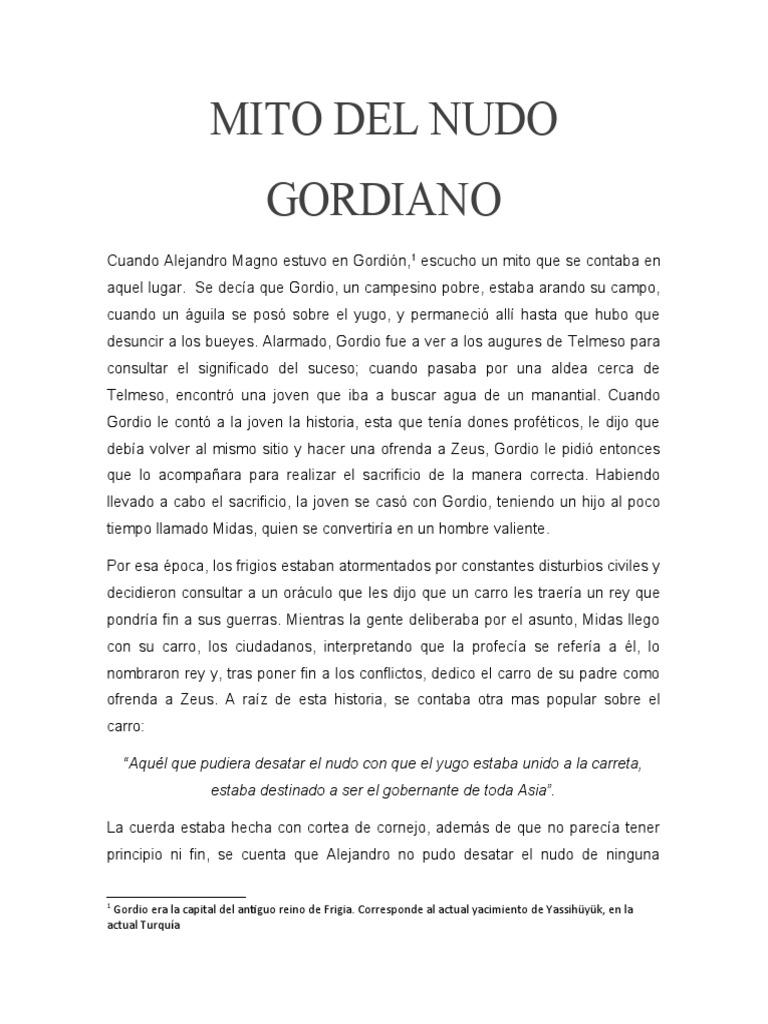 Mito del Nudo Gordiano: Significado y Lecciones | PDF