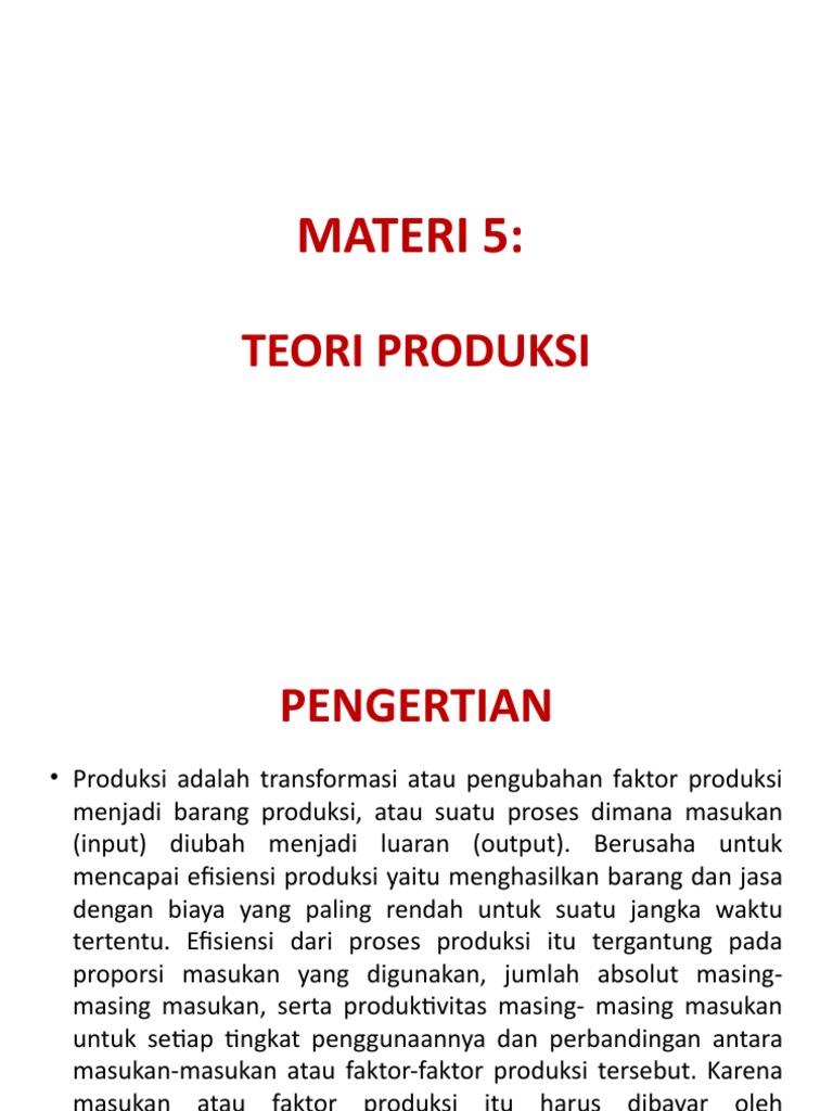 Materi Teori Produksi | PDF