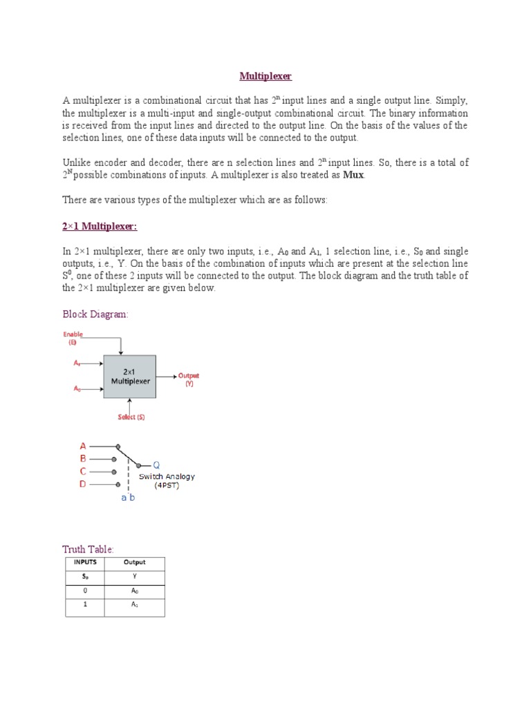 Understanding Multiplexers and Demultiplexers | PDF | Logic Gate | Information And ...