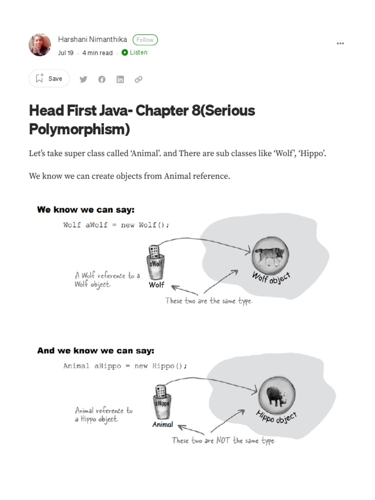 Head First Java - Chapter 8 (Serious Polymorphism) - by Harshani Nimanthika - Medium | PDF ...