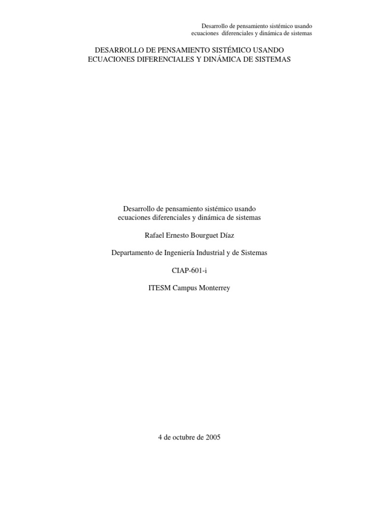 Ecuaciones Dif y DS | PDF | Pensamiento | Teoría de sistemas