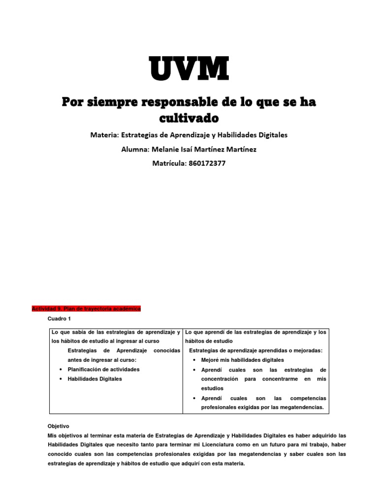 U4 Plan Trayectoria Académica 18022021 | PDF | Aprendizaje | Comunicación