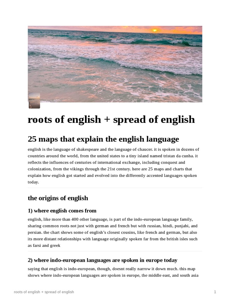 Roots of English Spread of English | PDF | English Language ...