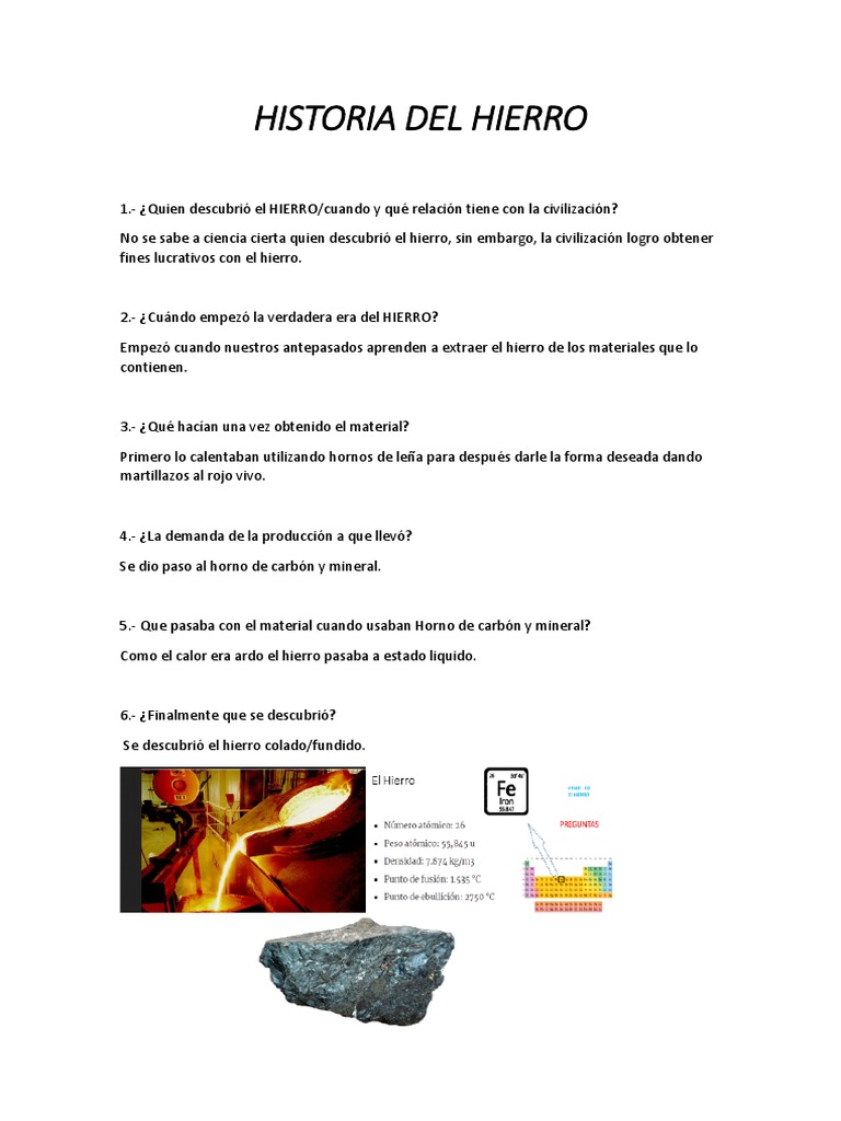 Historia Del Hierro | PDF | Hierro | Arrabio