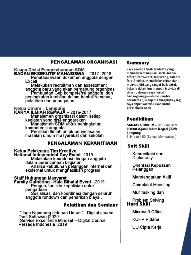 CV Pengalaman Organisasi | PDF | Pengembangan Diri