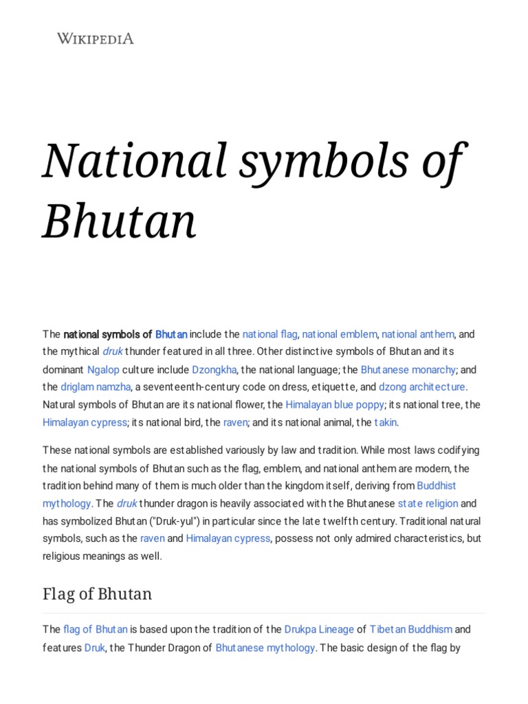 National Symbols of Bhutan Explained | PDF | Bhutan