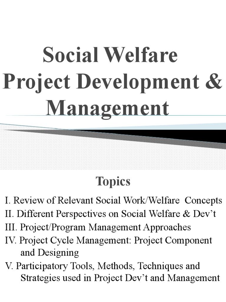 Social Welfare Project Management Guide | PDF | Evaluation | Strategic ...