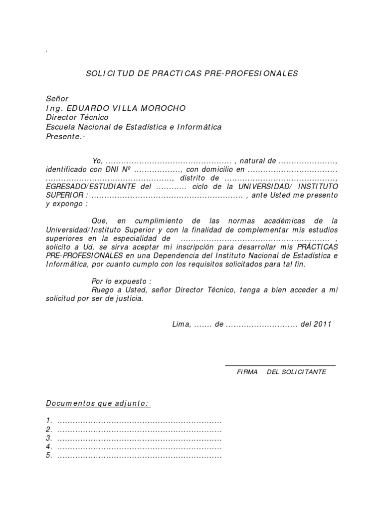 Solicitud Practicas Pre-Profesionales | PDF
