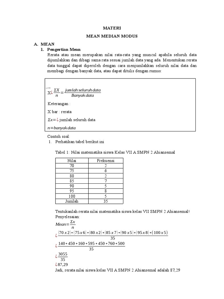 Materi Mean Median Modus | PDF