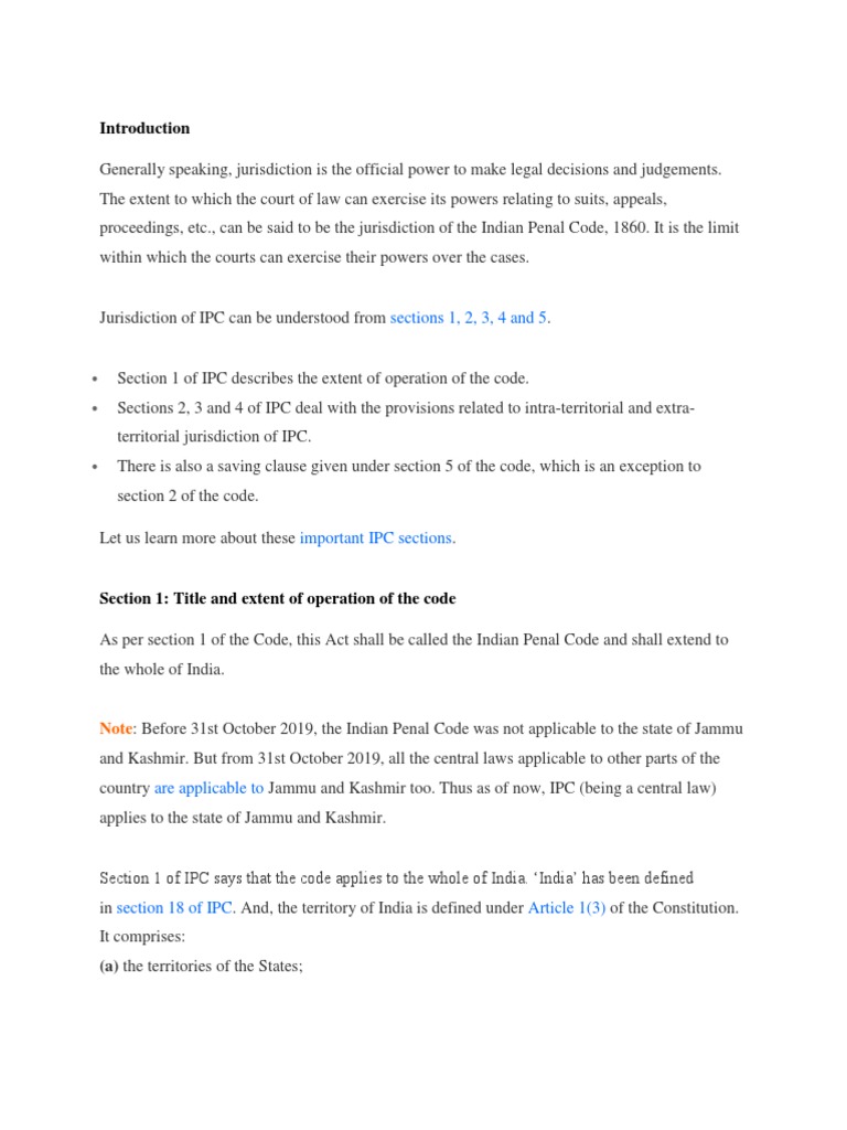 Jurisdiction Under IPC Notes | PDF