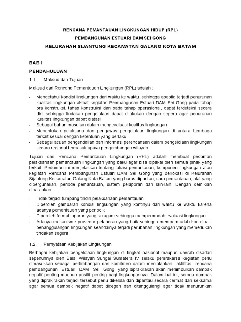 Rencana Pemantauan Lingkungan Hidup | PDF