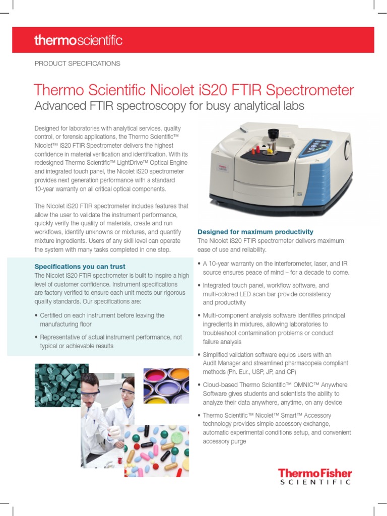 PS53027 Nicolet IS20 Spec Sheet | PDF | Infrared | Science