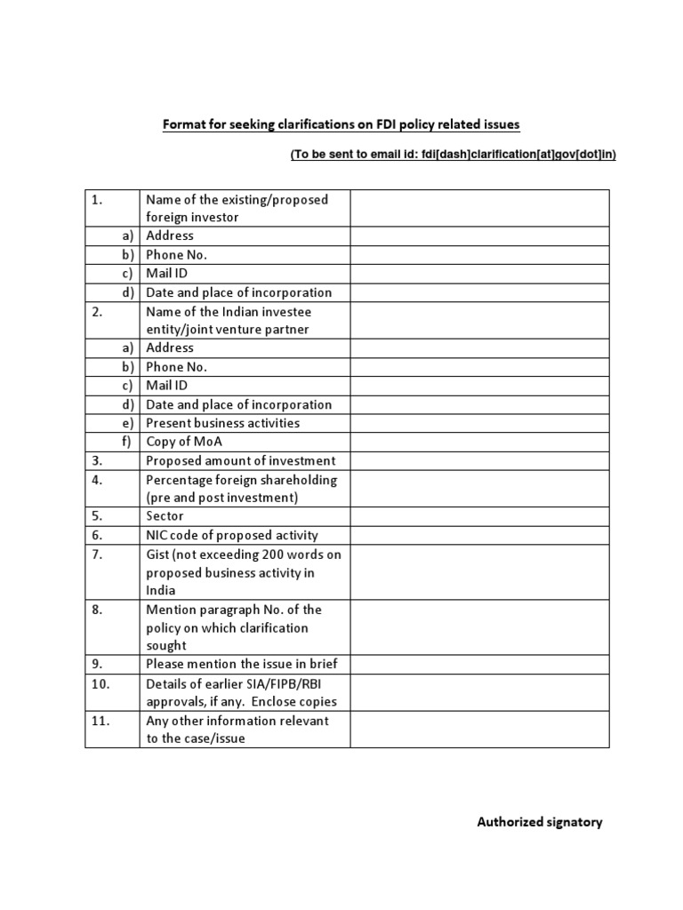 FDIPolicy Form | PDF | Finance & Money Management