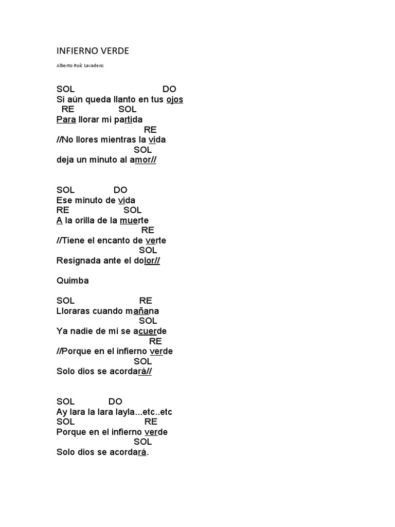 Infierno Verde Letra y Acordes | PDF