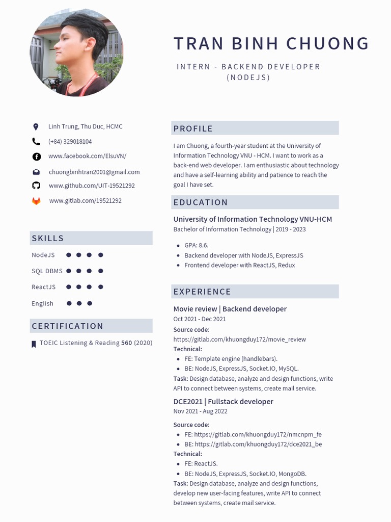 Intern Backend Developer CV | PDF | Databases | Computer Data Intern Backend Developer CV | PDF | Databases | Computer Data
