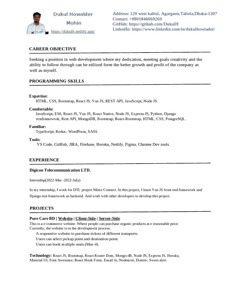 Dukul Howlader Mohin Frontend | PDF | Bootstrap (Front End Framework) | World Wide Web