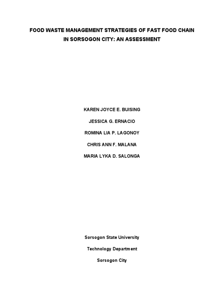 Food Waste Management Strategies Chapter 1 3 | PDF | Foods | Survey ...