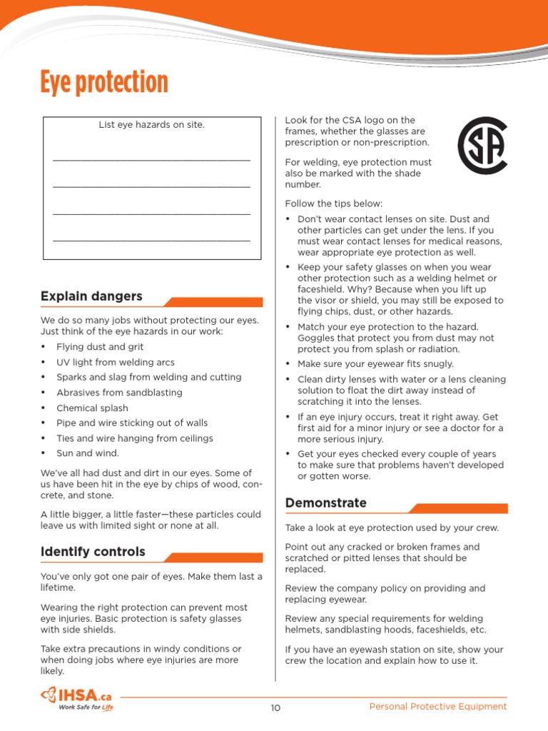 Eye Protection: Explain Dangers | PDF | Glasses | Safety