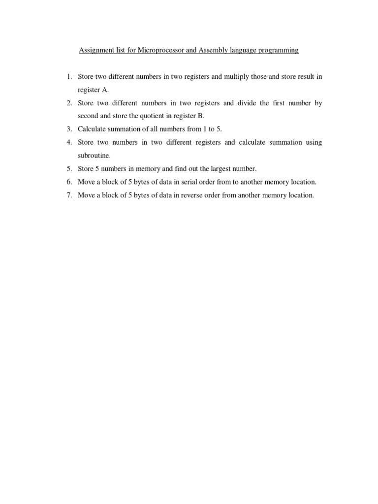 Microprocessor Assignment | PDF | Computers | Technology & Engineering