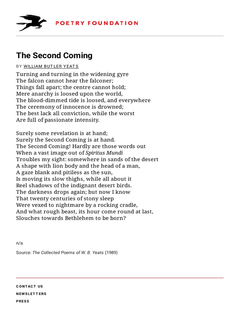 Yeats' The Second Coming Poem Analysis | PDF
