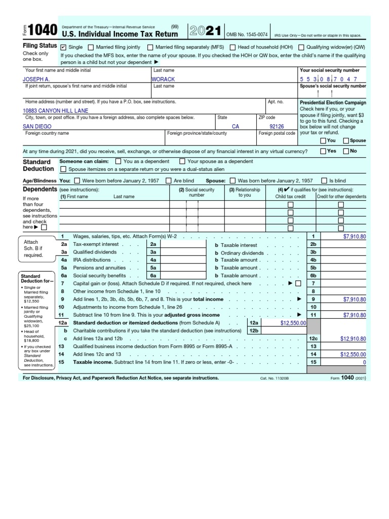 f1040 Sample | PDF | Tax Refund | Tax Deduction