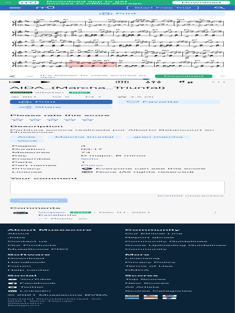 AIDA - (Marcha - Triunfal) Sheet Music For Piano (Solo) Download and Print in PDF or MIDI Free ...
