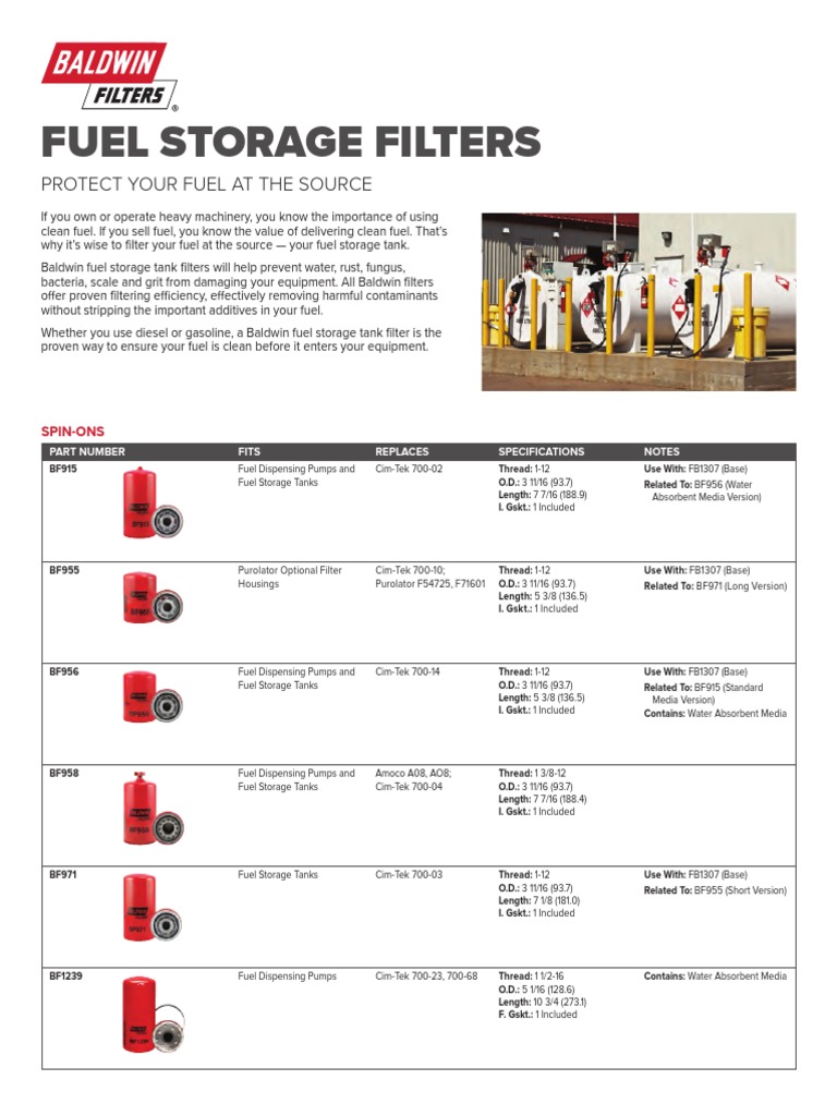 EMAM Baldwin Fuel Storage Filters-Guide Form587 | PDF | Materials ...