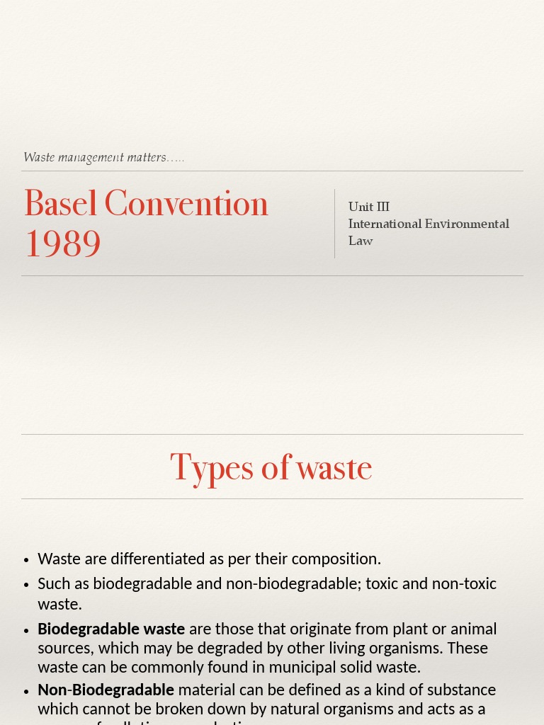 Overview of the Basel Convention 1989 | PDF | Waste | Hazardous Waste