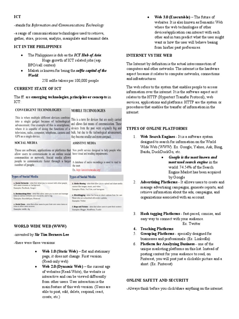 ETECH Reviewer | Download Free PDF | World Wide Web | Internet & Web