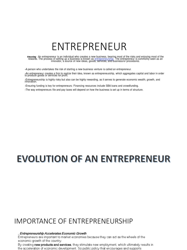ENTREPRENEUR | PDF | Entrepreneurship | Economic Growth