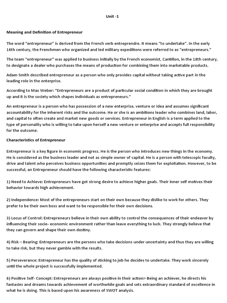 Entrepreneurship Development Notes | PDF | Entrepreneurship | Leadership