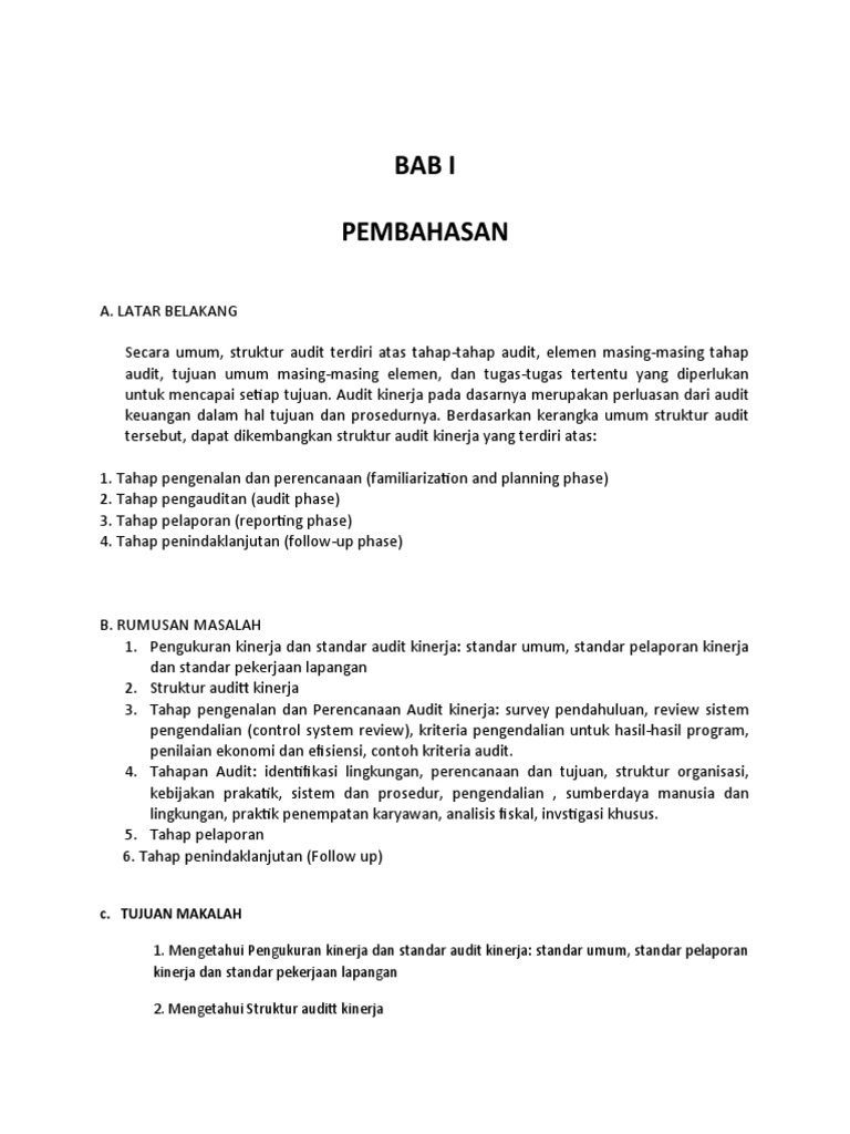 PROSES AUDIT Kinerja | PDF
