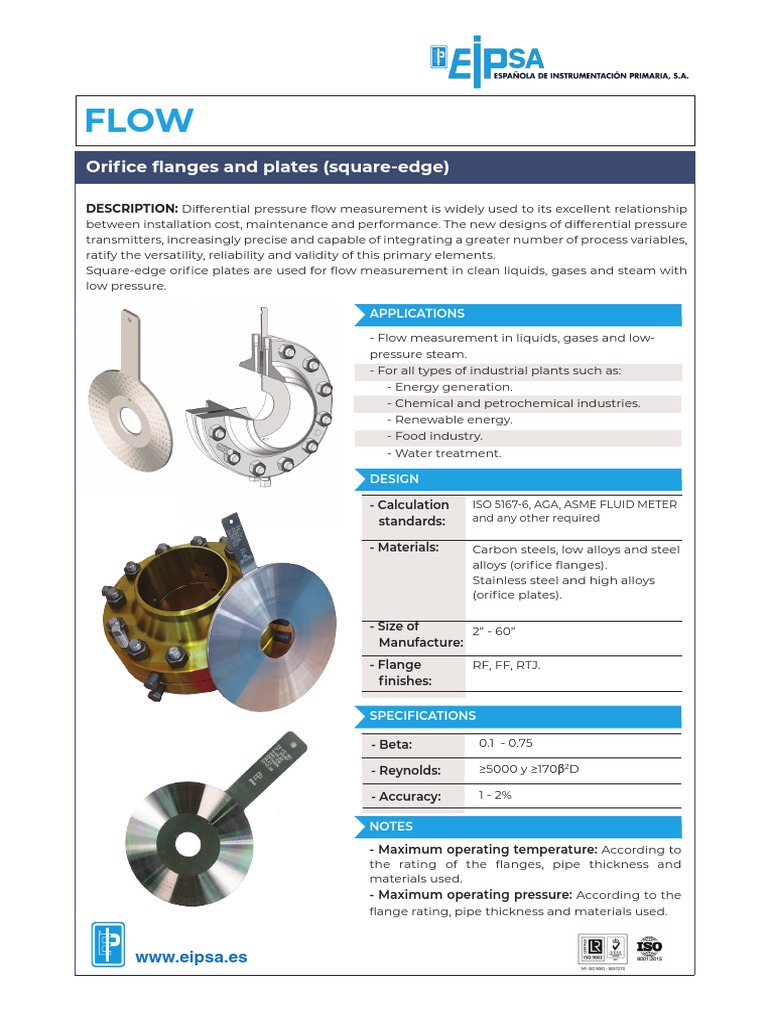 EIPSA FICHAS PROD CAUDAL 1 BRIDAS 1 Ingles | PDF | Flow Measurement ...