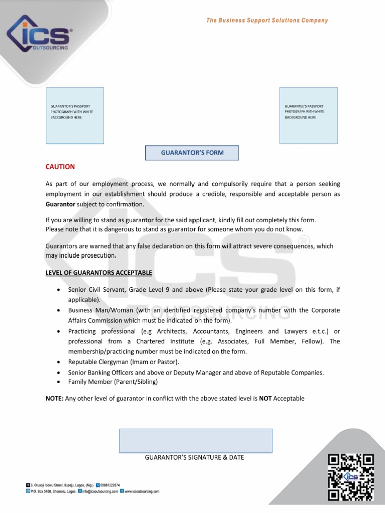 Guarantor-Form-Skilled Ics | PDF