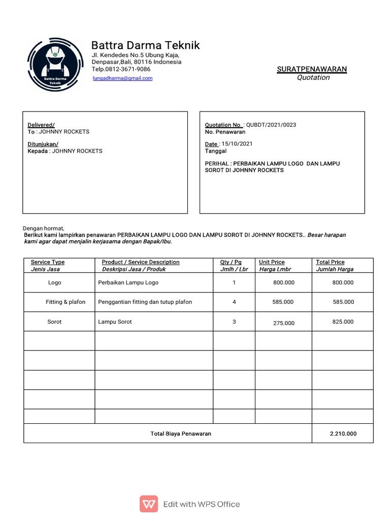 Penawaran Perbaikan | PDF